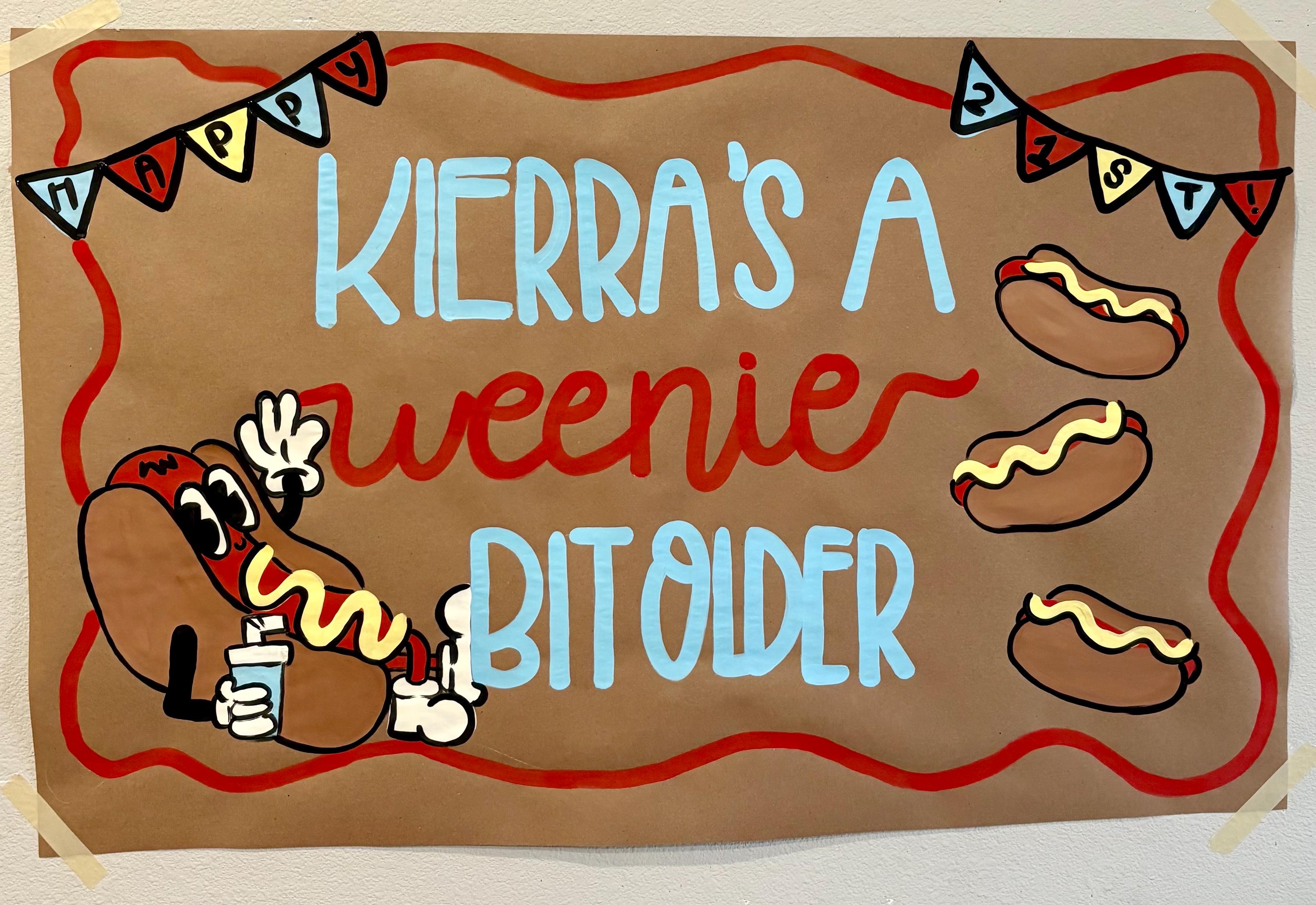 Custom Hand-painted Hotdog Birthday Banner: Brown Paper Weenie Bit ...