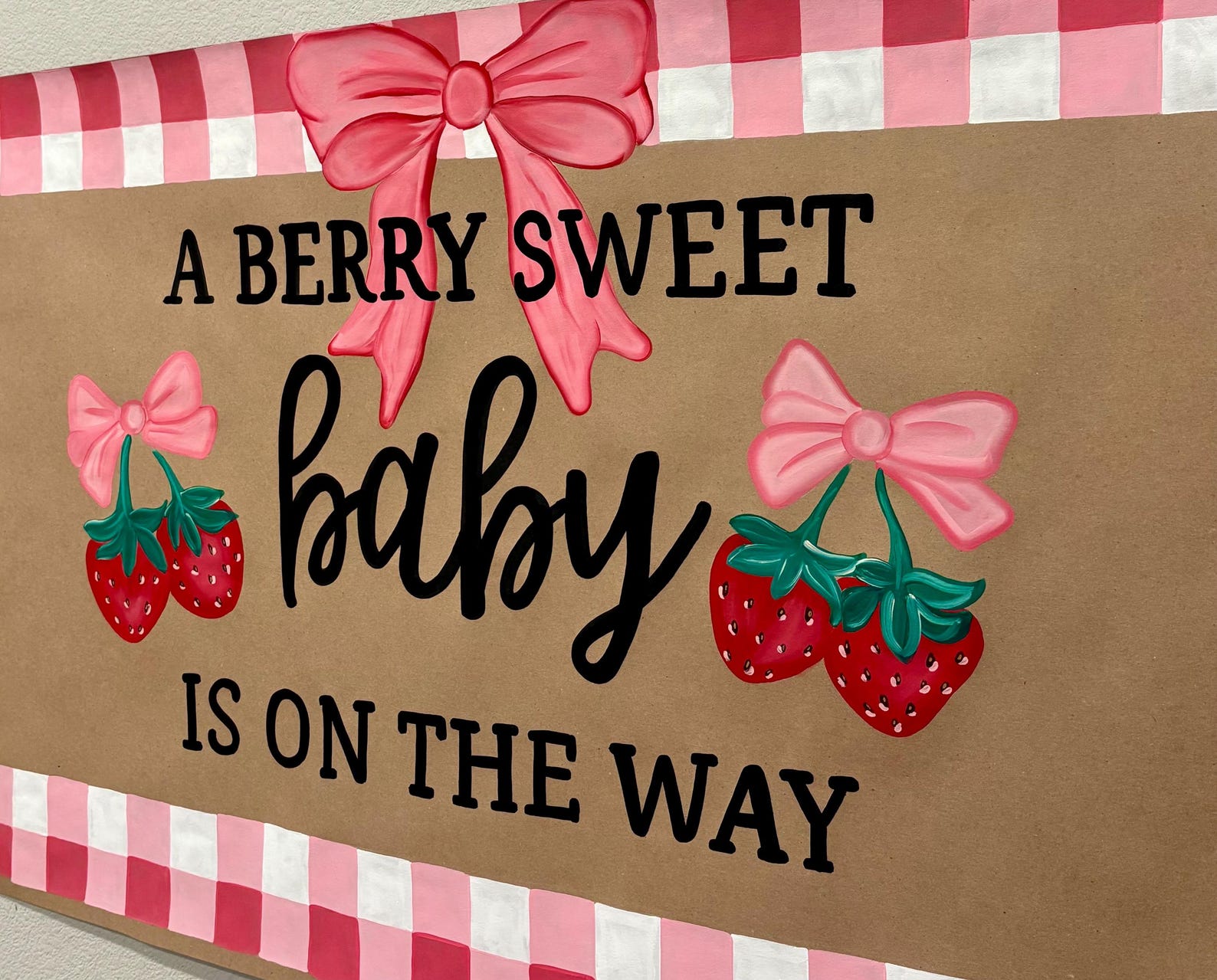 Custom 'berry Sweet' Baby Shower Banner: Hand-painted Gingham Decor - Etsy