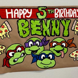 Custom Birthday Banner- Birthday Banner- Ninja Turtle Birthday Banner ...