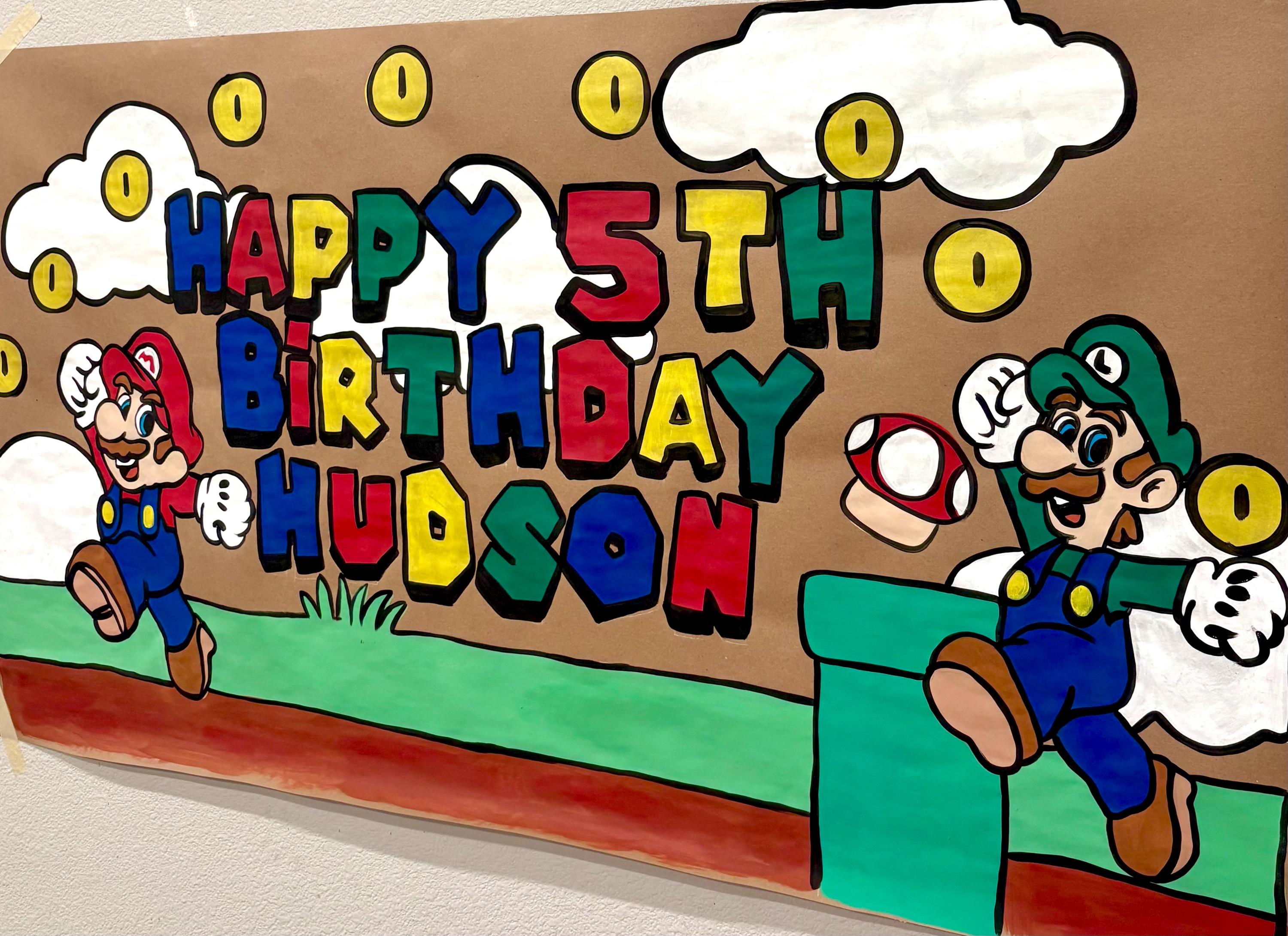 Custom Hand-painted Mario Birthday Banner - Etsy