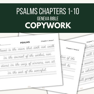 PSALMS Chapters 1-10 Cursive Copywork - Etsy