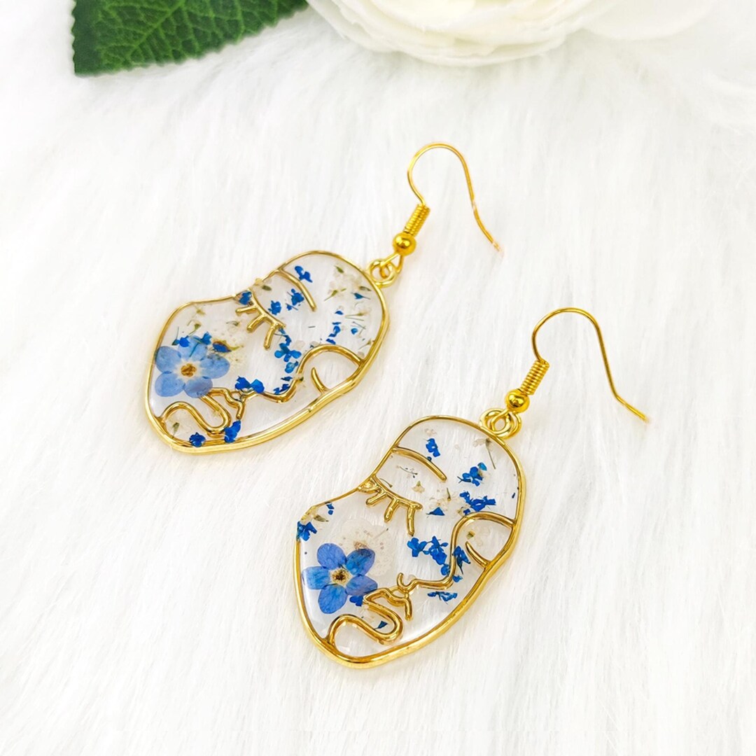 Abstract Forget-me-nots Face Gold Filled Earrings Fun - Etsy
