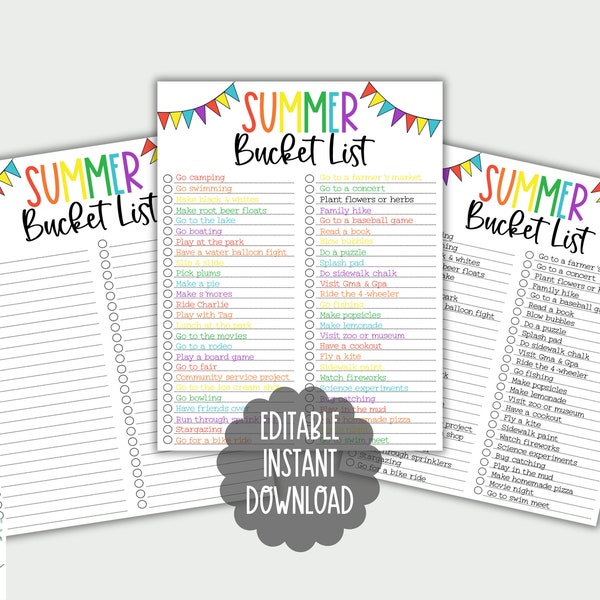 Summer Bucket List Editable Canva - Etsy