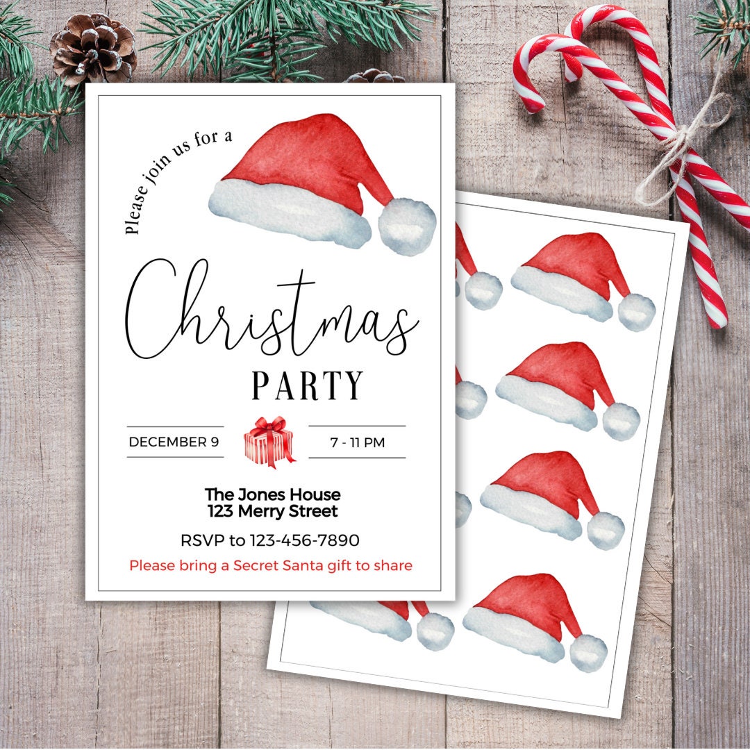Editable Christmas Party Invitation, Printable Holiday Card, Holiday ...