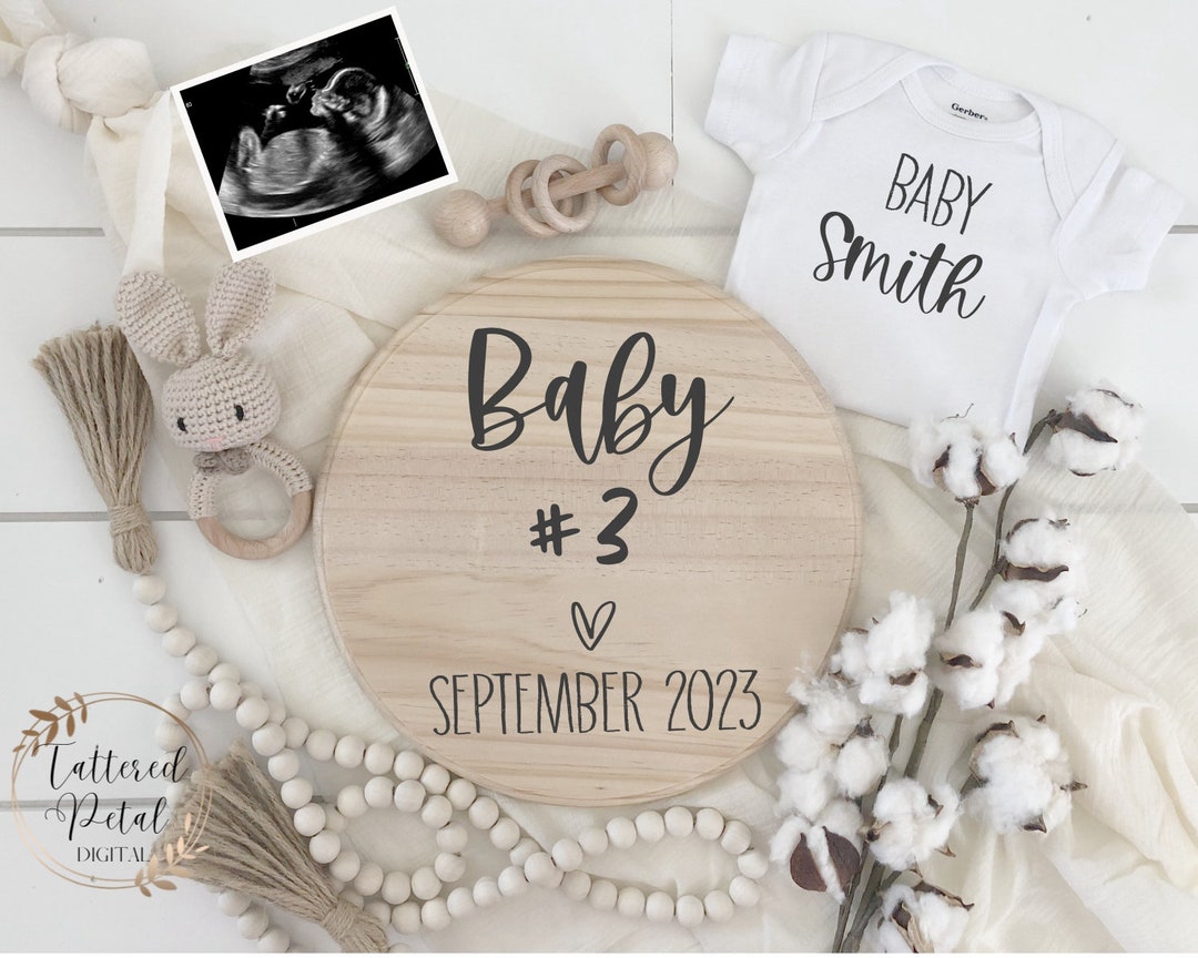 Third Baby Digital Pregnancy Announcement, Baby #3, Baby Number Three ...
