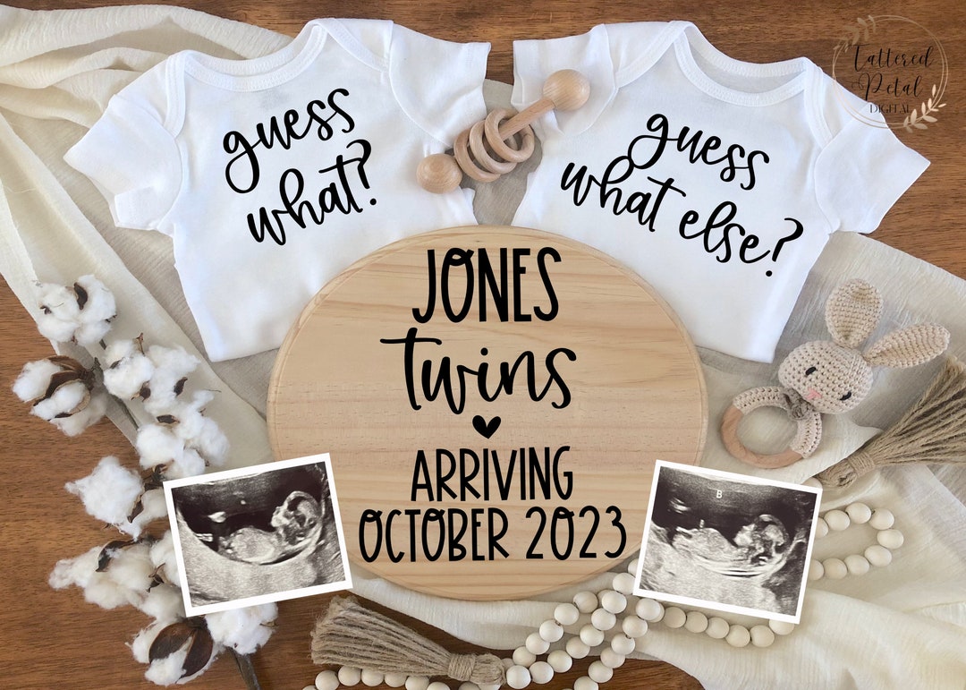 Twins Digital Pregnancy Announcement for Social Media, Twin Pregnancy ...
