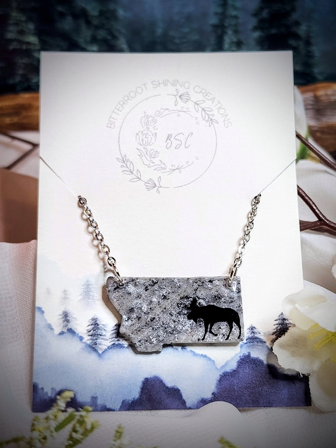 Montana Moose Pearl Toned Faux Granite - Etsy