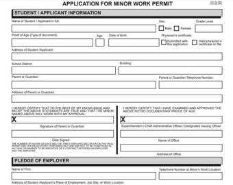 Minor Work Permit - Etsy