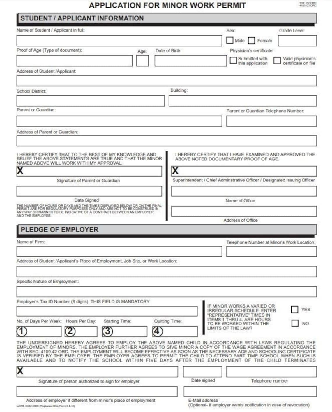 Minor Work Permit PDF Document - Etsy