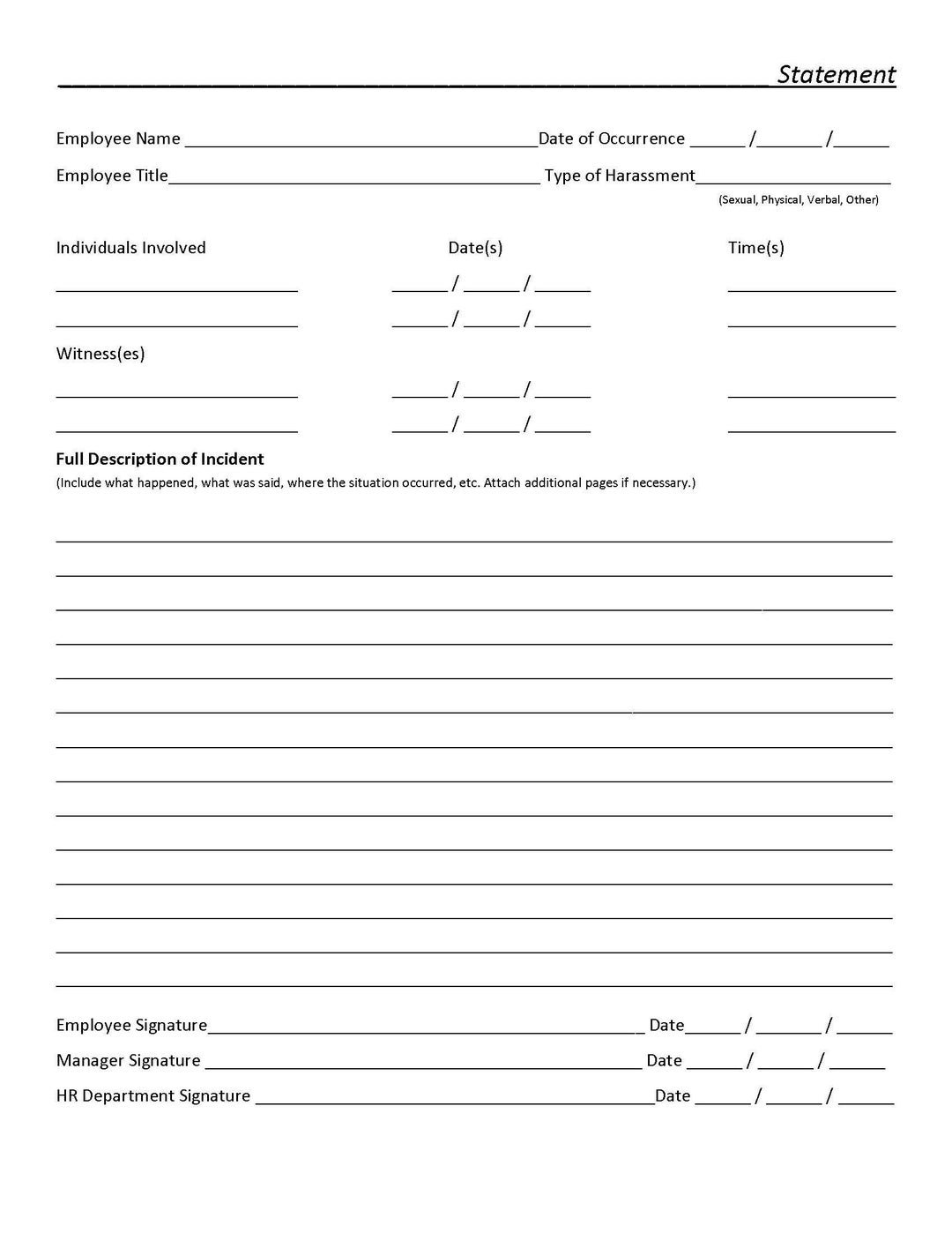 HR Investigation Forms: Workplace Harassment Reporting Bundle (digital ...