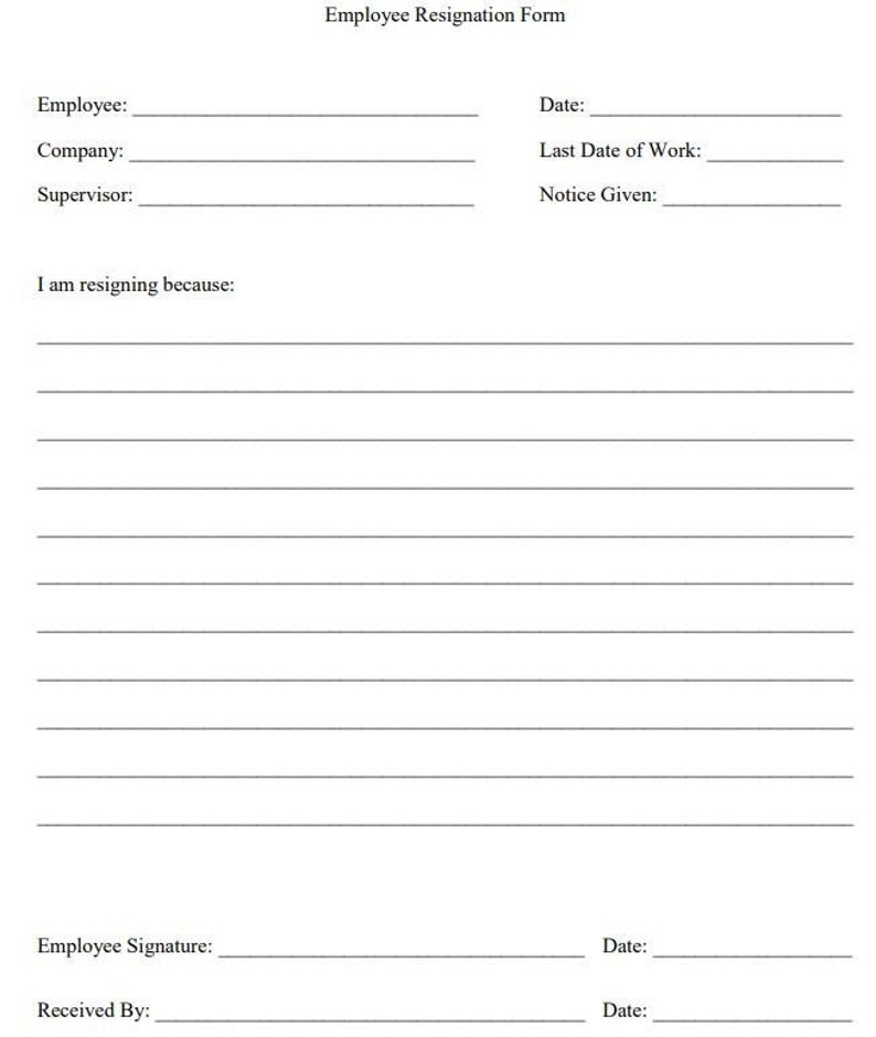 Employee Resignation Form PDF - Etsy