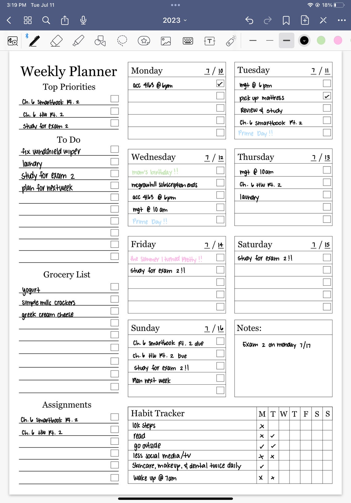 Weekly Planning Template (not Dated) - Etsy