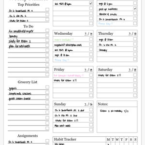 Weekly Planning Template (not Dated) - Etsy