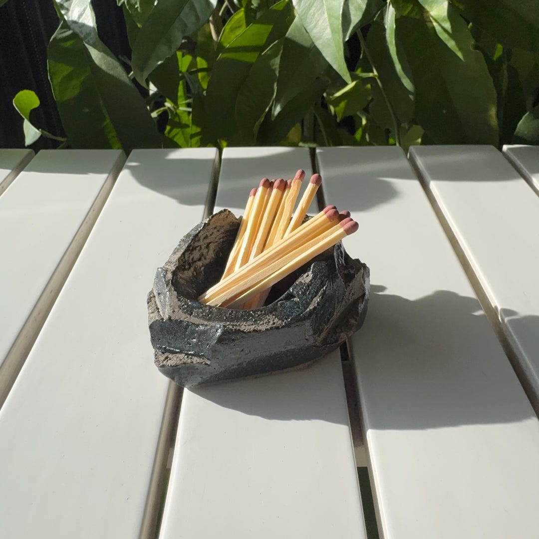 Handmade Stoneware Matchstick Holder Striker, Swiss Rock Inspired Rock ...