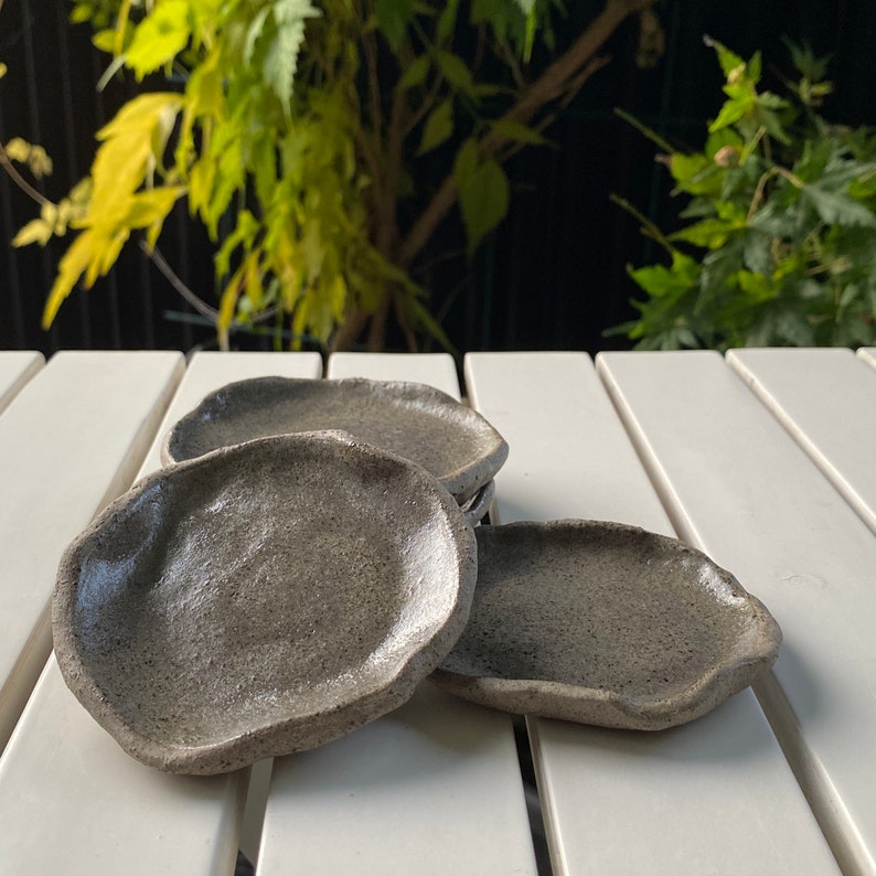 Grey Stoneware Ring Dishes Espresso Plate Transparent Glaze [handmade ...
