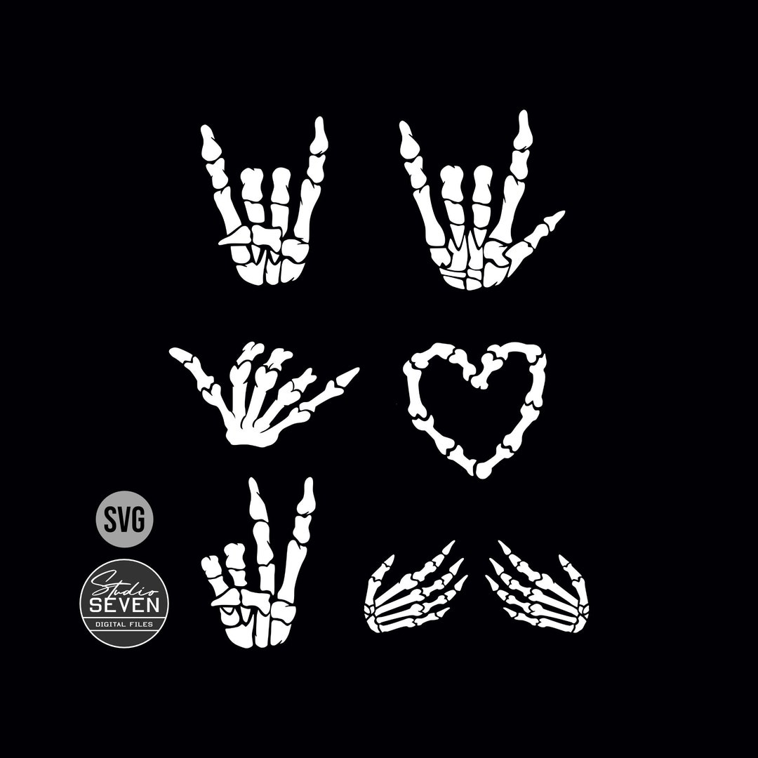 Skeleton Hands Svg Bundle, Skull, Rock Hand, Heart Bone Svg, Bone Hands ...