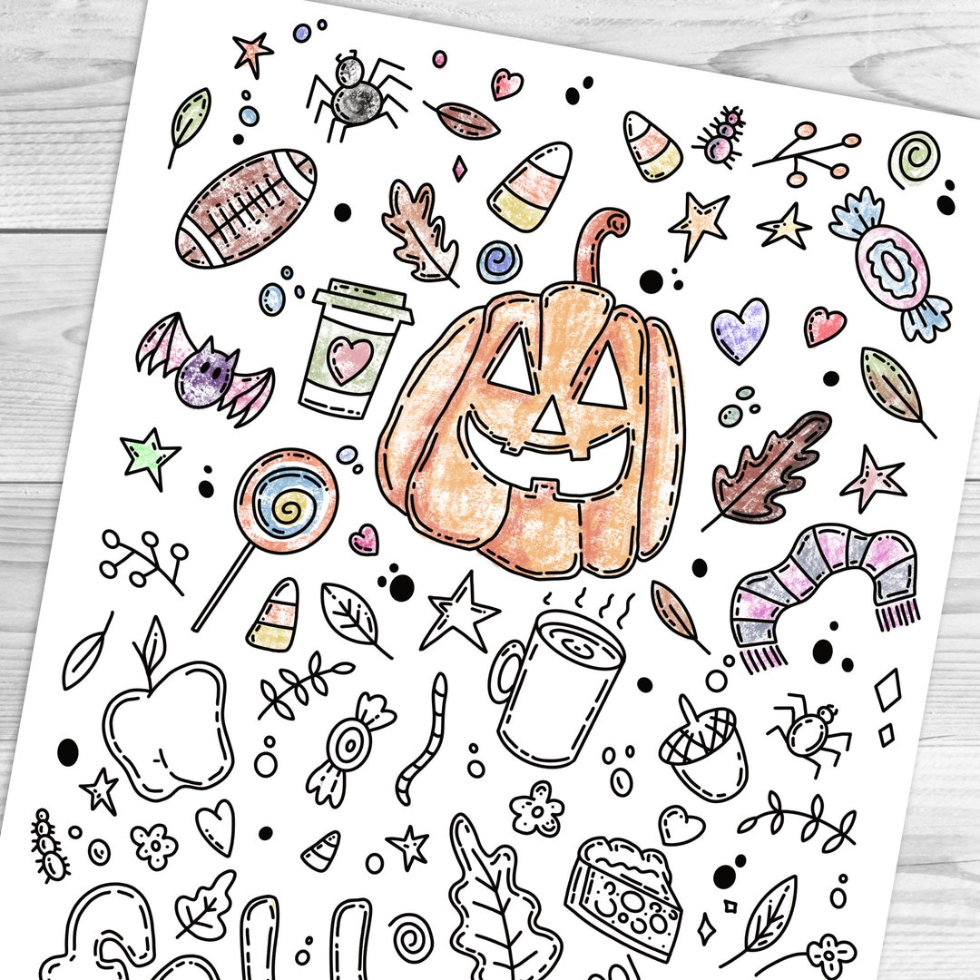 Fall Coloring Page, Halloween, Teachers Png, Pumpkin Png, School Png ...