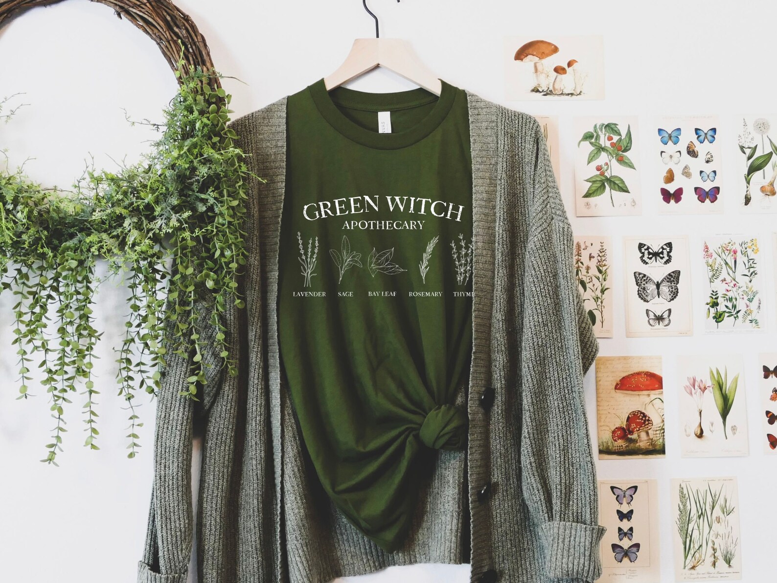 Green Witch T-shirt, Green Witch Shirt, Cottagecore Shirt, Sage Shirt ...