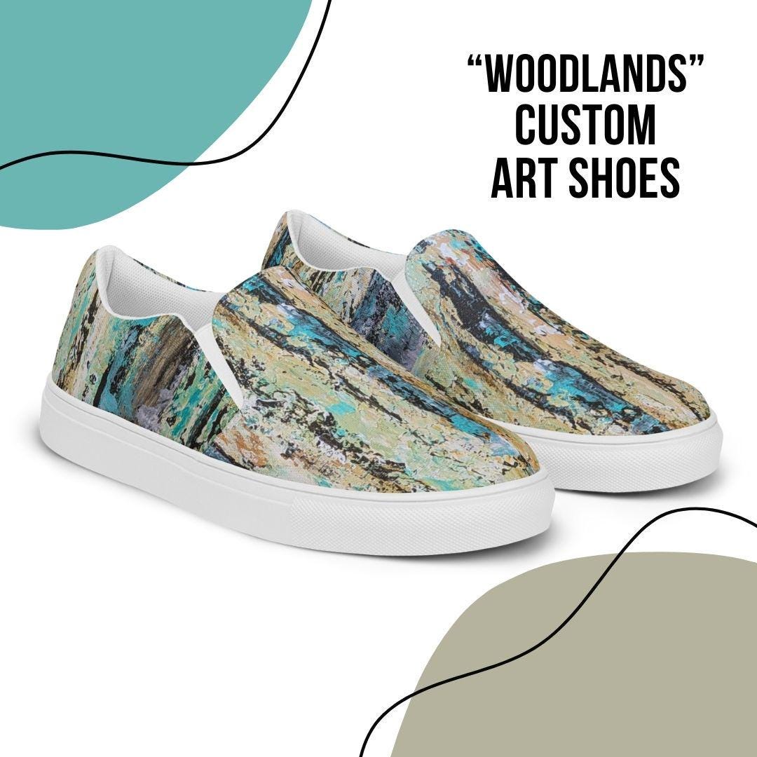 Artistic Trees Slip on Shoes Women's Abstract Art Sneakers Earth Tones ...