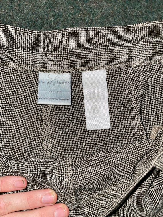 Emma James Beige & Black Micro-Plaid Poly Wide Leg Sl… - Gem