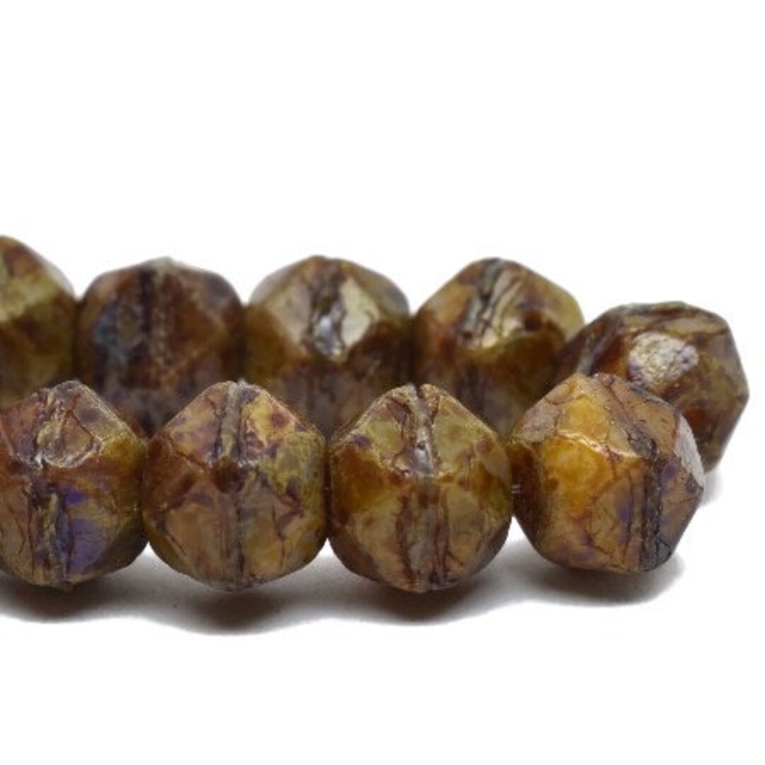 8mm English Cut Champagne Wit Heavy Picasso Finish Czech - Etsy