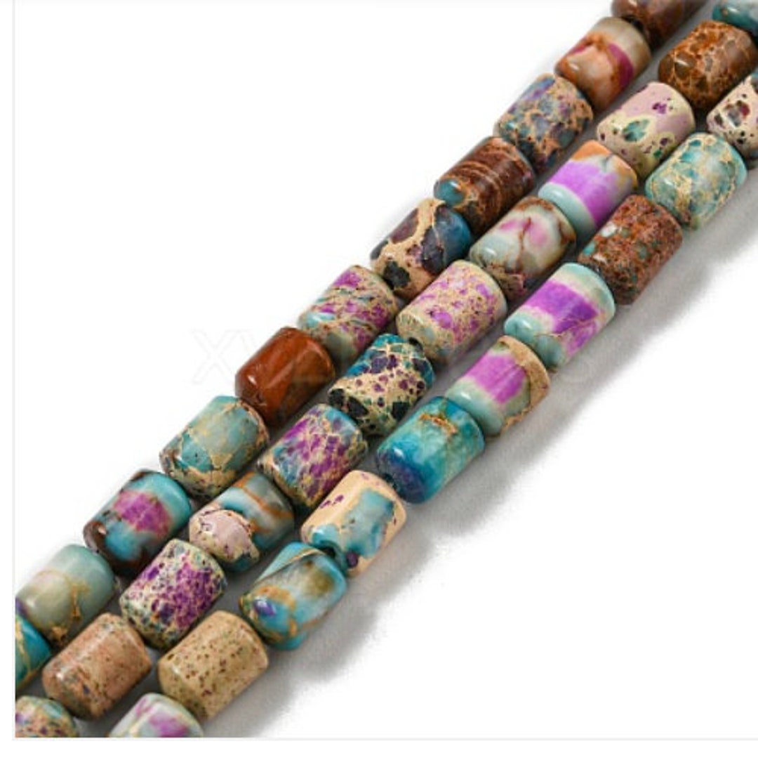5.7-6.2x4-4.5mm, Columns, Natural Imperial Jasper Beads, Dyed, 15 Inch ...