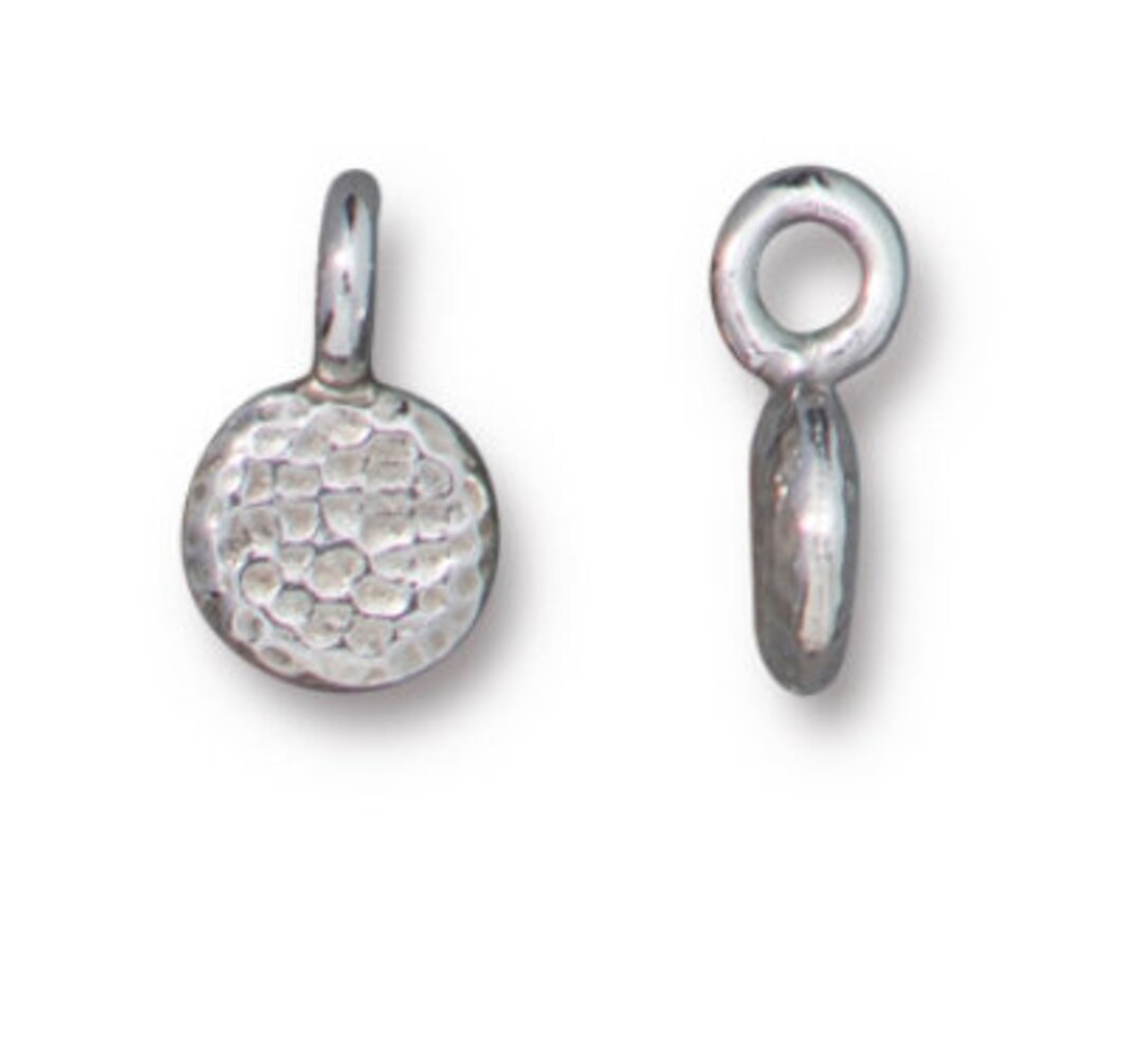 Textured Full Moon Charm, Silver Plated, Tierracast (10.25mm, 2 Pieces ...