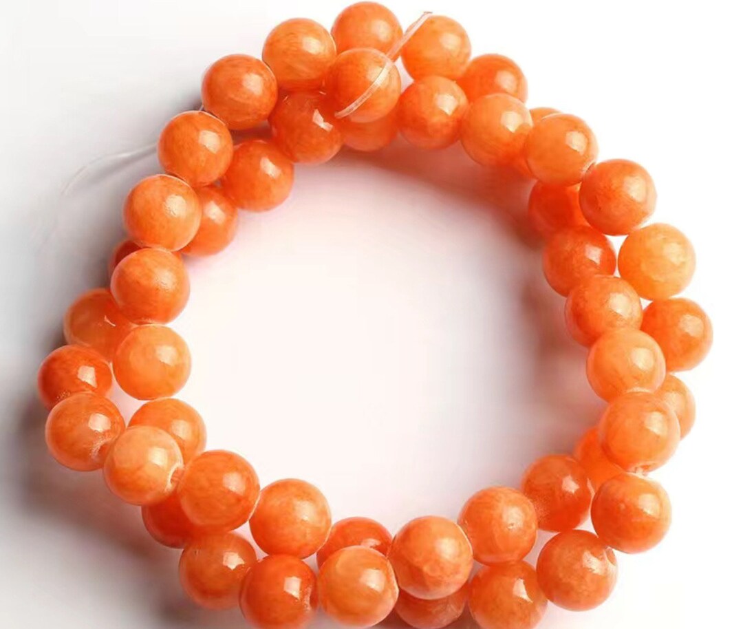 10mm, Round, Orange, Jade Beads, 40 Beads - Etsy