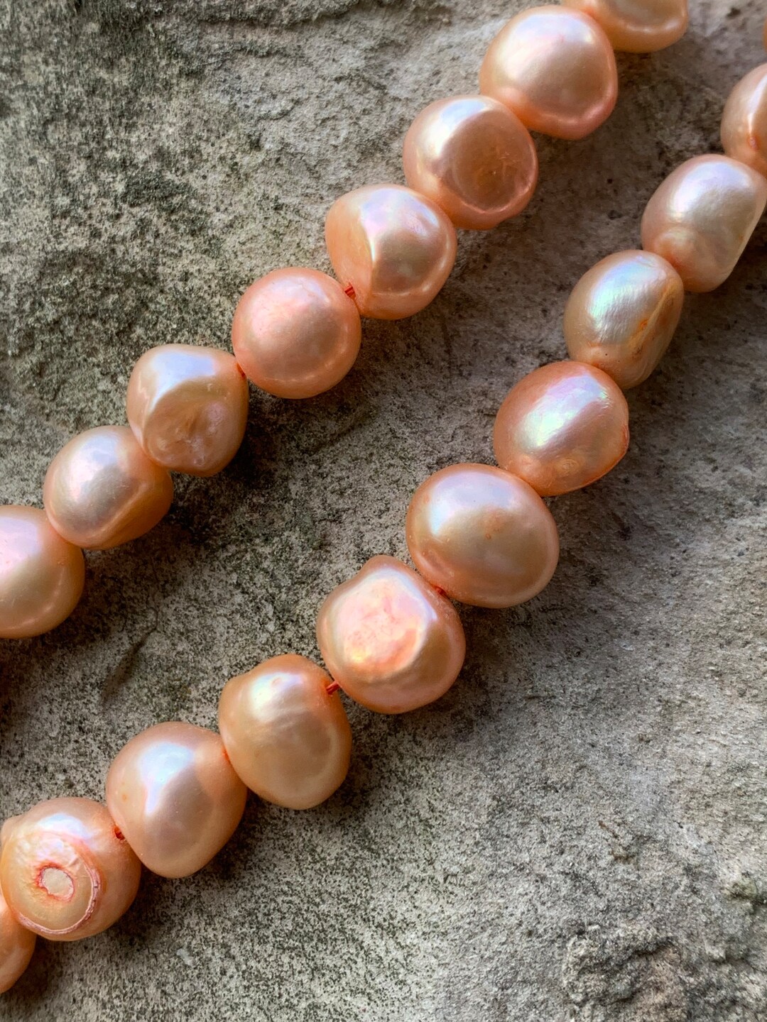 Potato Shaped Pearls Dyed Peach 10mm 14 Inch Strand (38 Beads) - Etsy