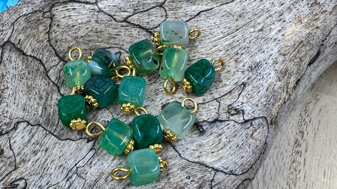 7x7mm, Wire Wrapped Natural Stone Charms, Mixed Greens, 1 Charm - Etsy