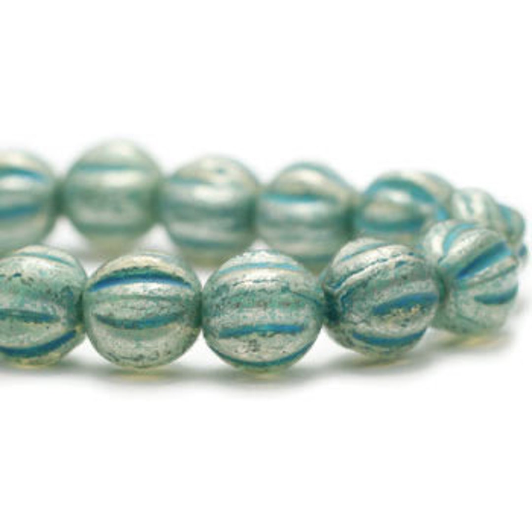 4mm Melon Pale Turquoise With Mercury Finish and Turquoise - Etsy