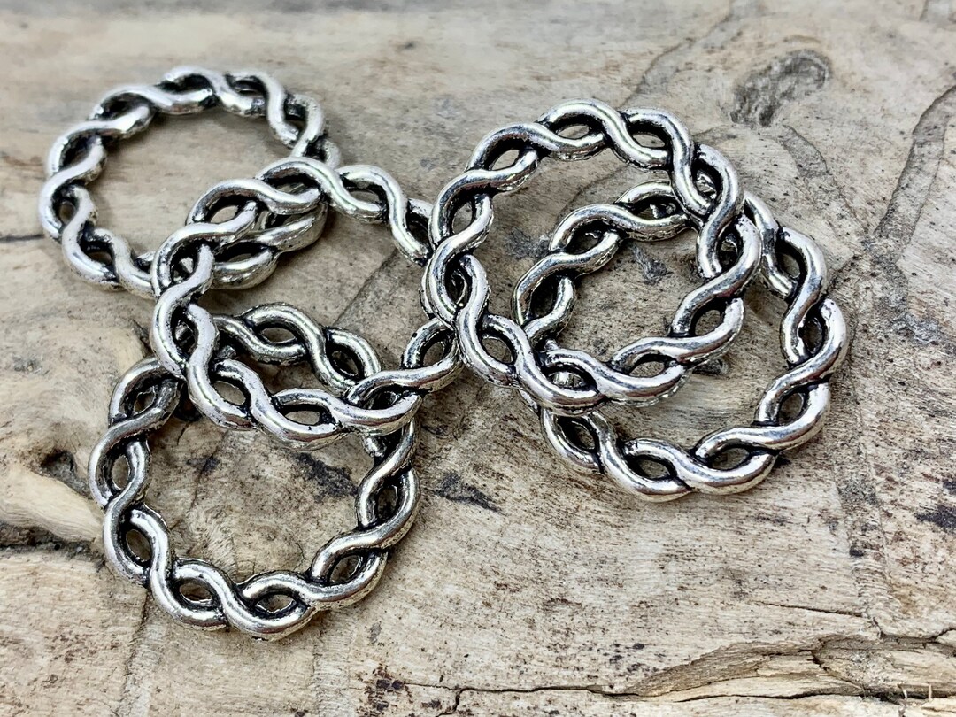20mm, Braided Connector Circle/link, Antique Silver, 5 Pieces - Etsy