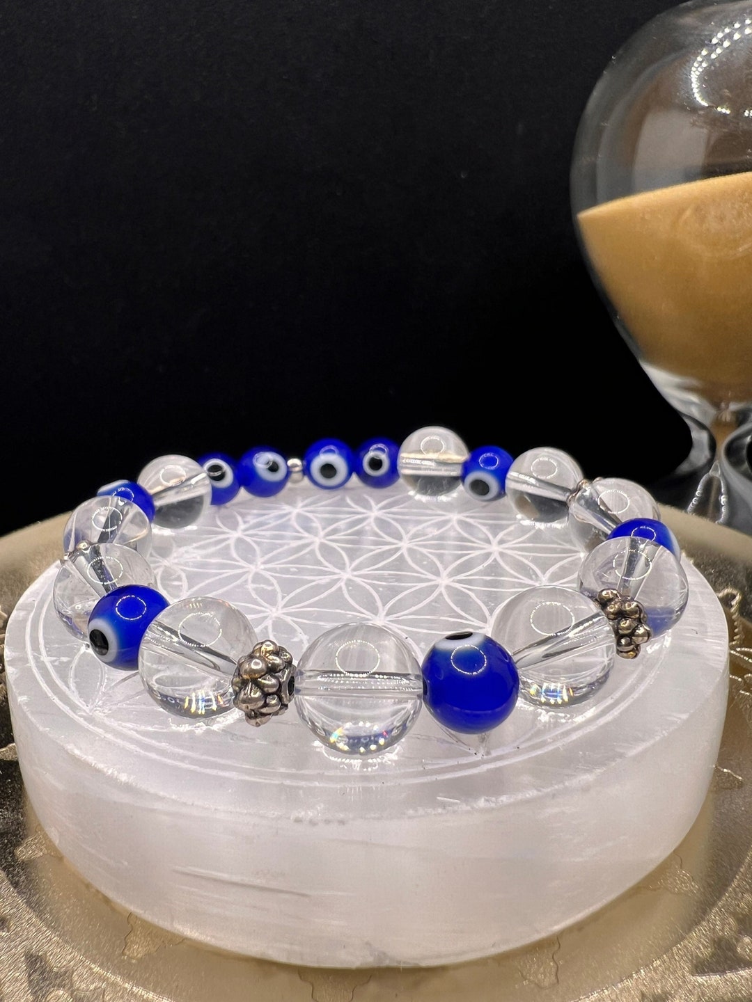 Evil Eye Clear Quartz Crystal Bracelet - Etsy