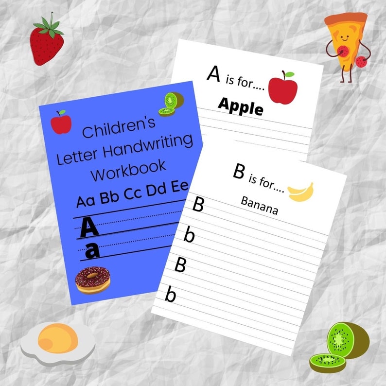 Children's Handwriting Workbook Alphabet Letter Writing Food Images ...