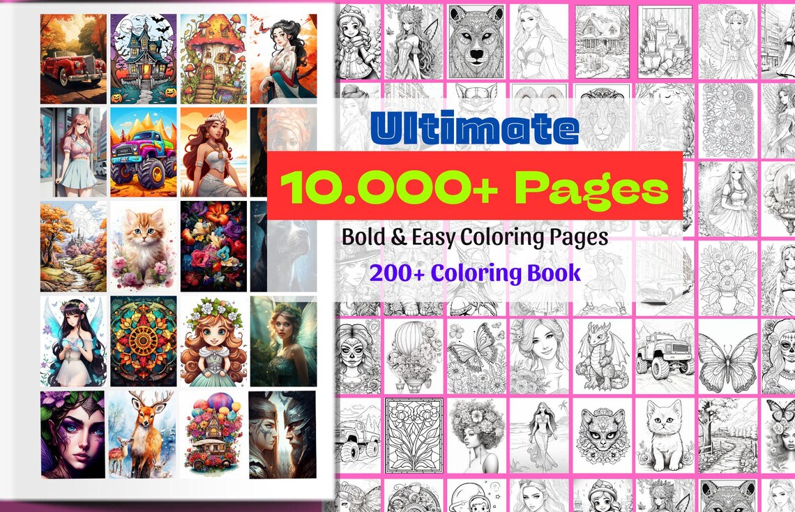 10,000+ Coloring Pages | 200+ Coloring Books Bundle | Digital Download ...