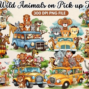 Wild Animals on Pick up Truck Clipart Bundle 18 Designs - Etsy