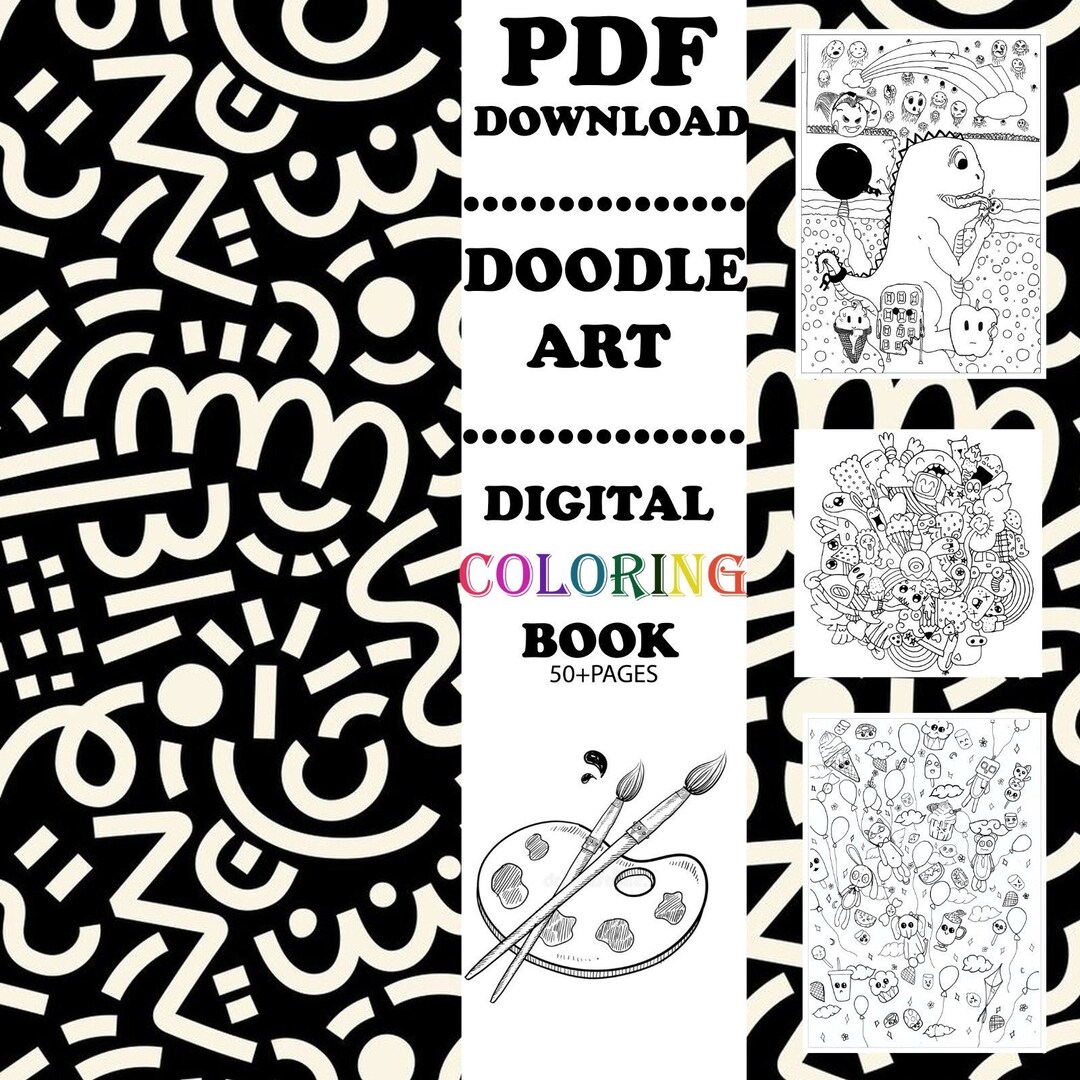 Whimsical Doodle Art Coloring for Kids Fun and Educational - Etsy