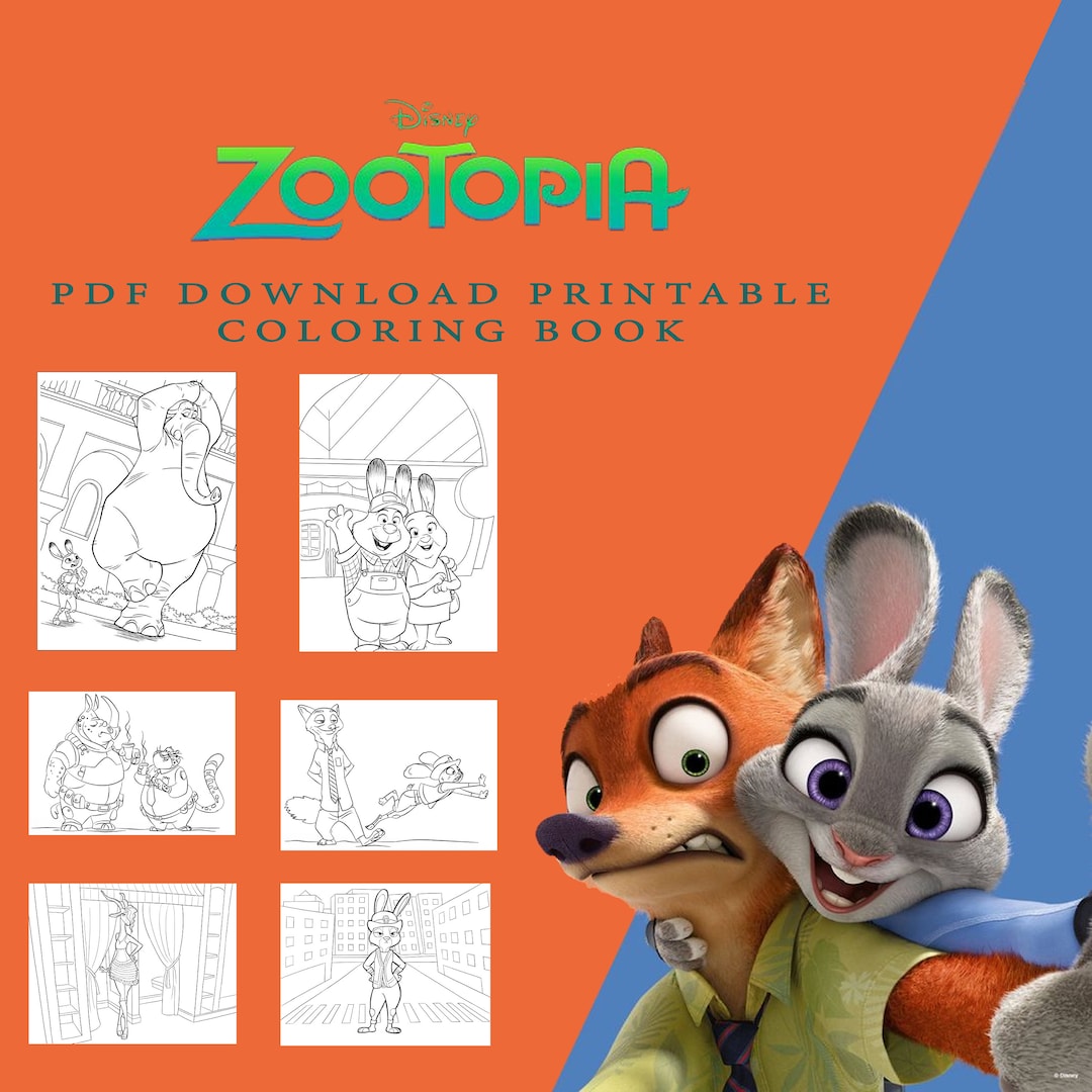 Zootopia Coloring Book Adventure 50 Unique Illustrations - Etsy