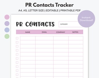 Pr List Template - Etsy