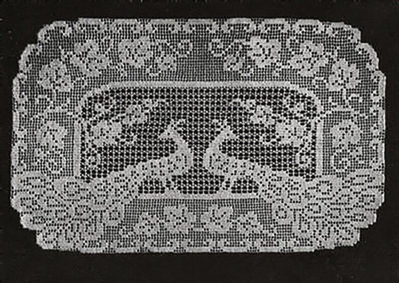 Vintage Crochet Pattern Peacock Filet Crochet Doily Table - Etsy