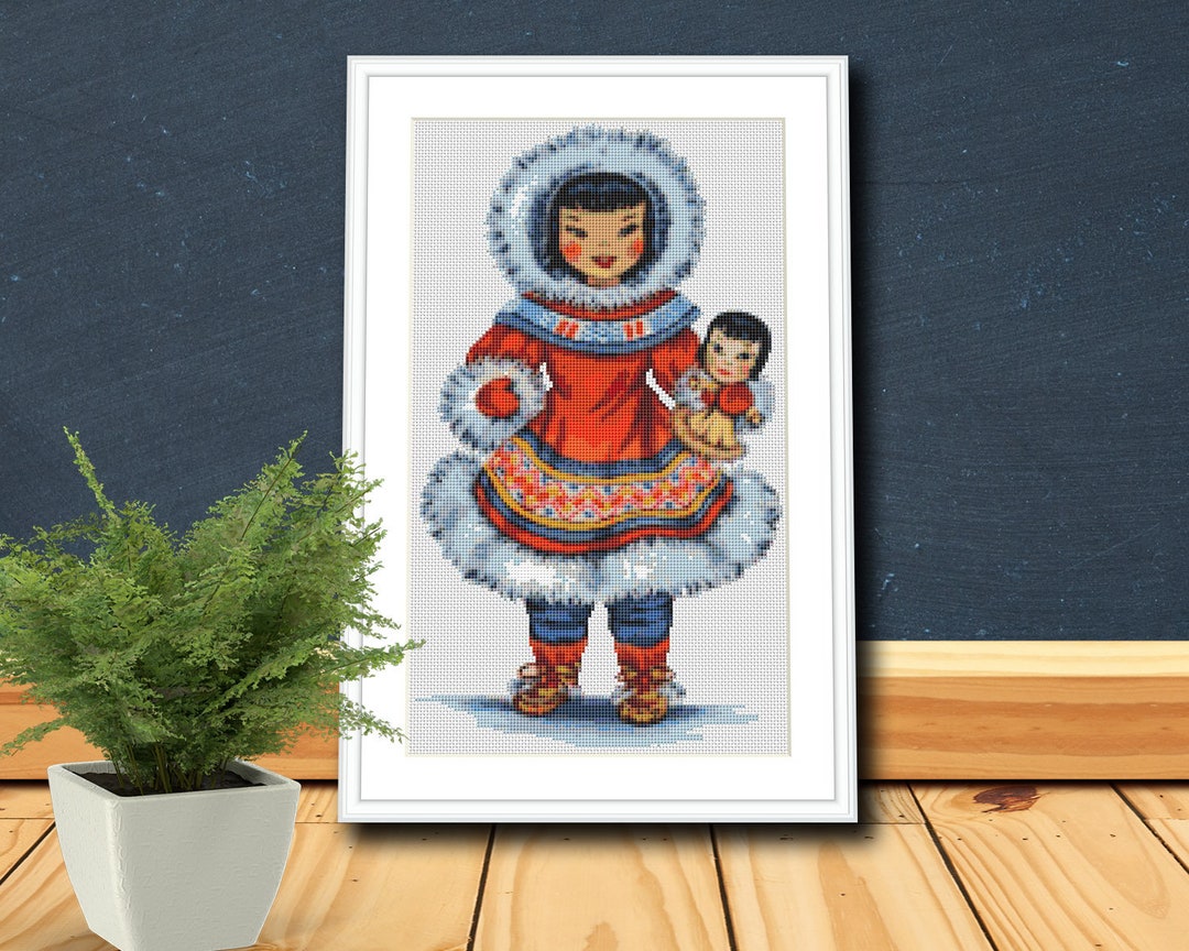 Little Eskimo Inuit Girl Ethnic Doll Counted Cross Stitch Pattern PDF ...