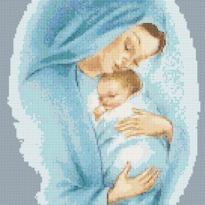 Blue Madonna Mother and Child Counted Cross Stitch Pattern PDF - Etsy Canada