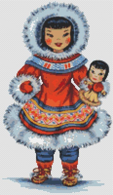 Little Eskimo Inuit Girl Ethnic Doll Counted Cross Stitch Pattern PDF ...