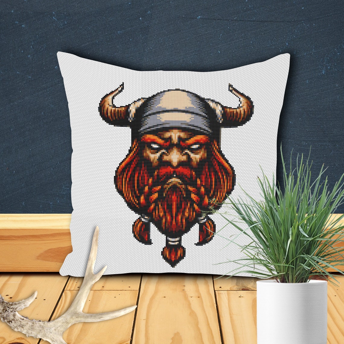 Viking Warrior Head Pattern Counted Cross Stitch Pattern PDF Chart ...