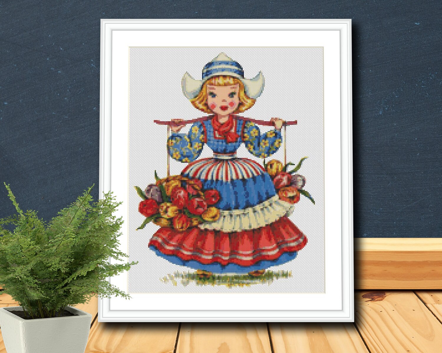 Little Dutch Girl Ethnic Doll Counted Cross Stitch Pattern Chart PDF ...