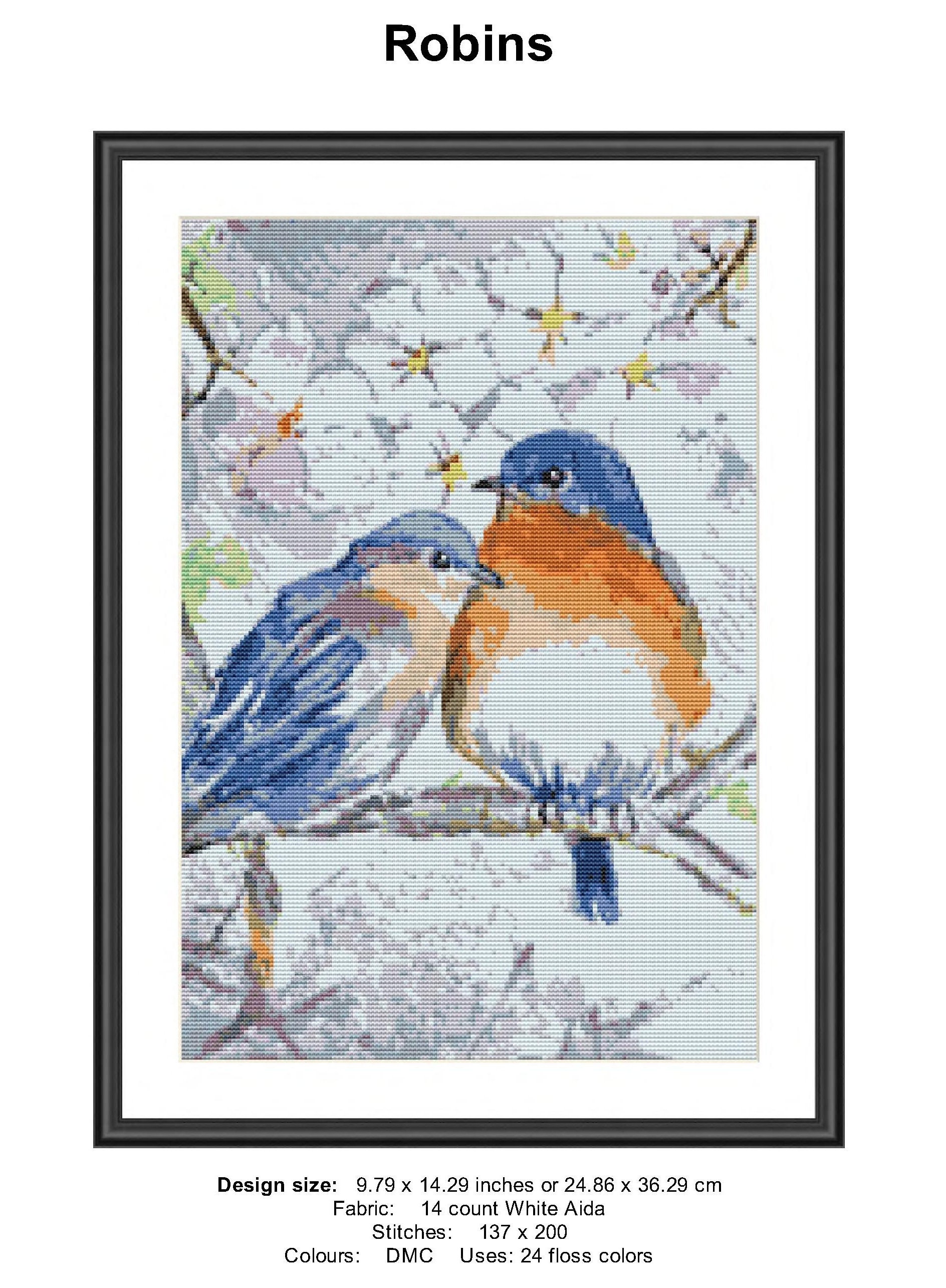 Robin Couple 2 Robins Birds Pattern Counted Cross Stitch - Etsy