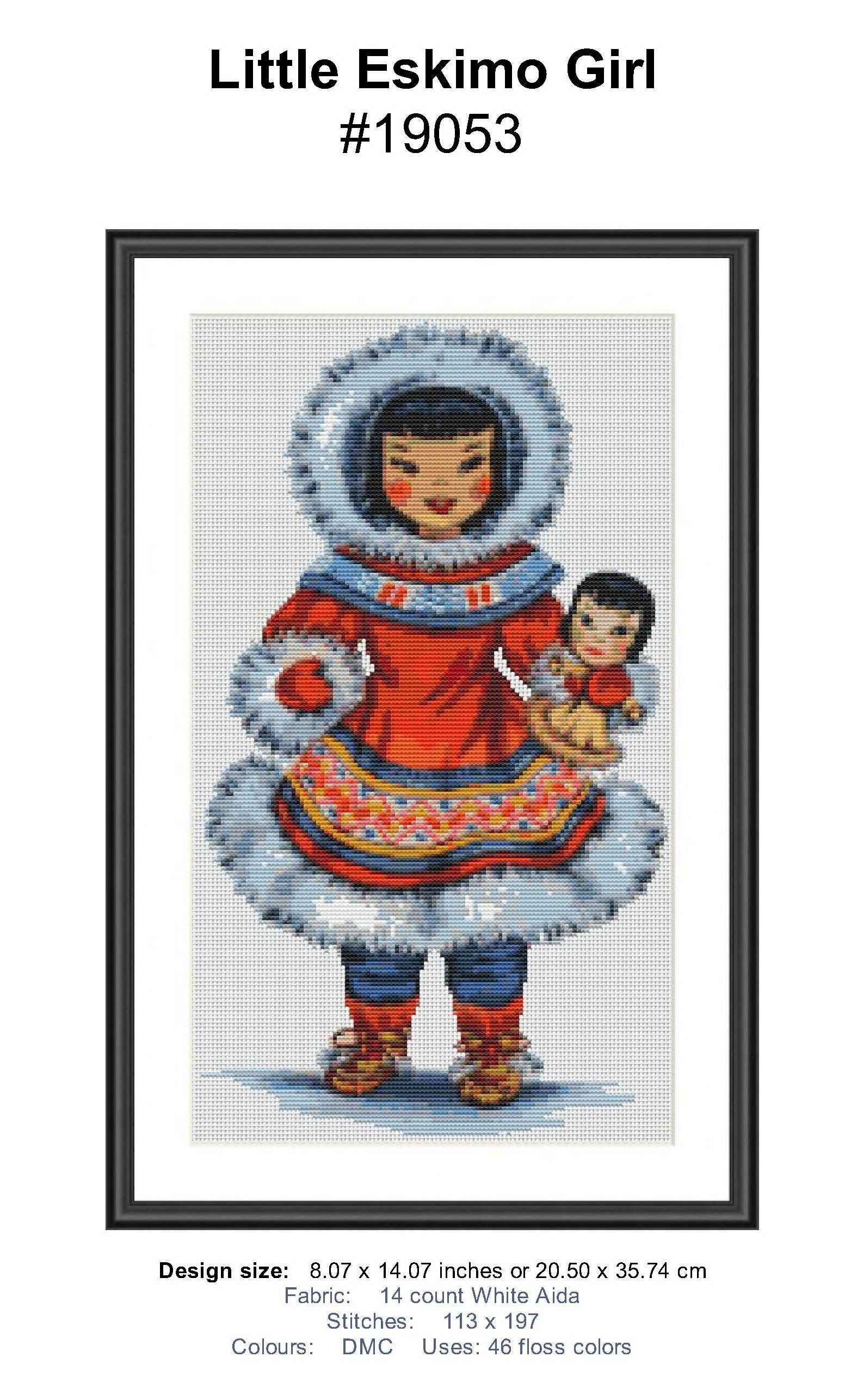 Little Eskimo Inuit Girl Ethnic Doll Counted Cross Stitch Pattern PDF ...