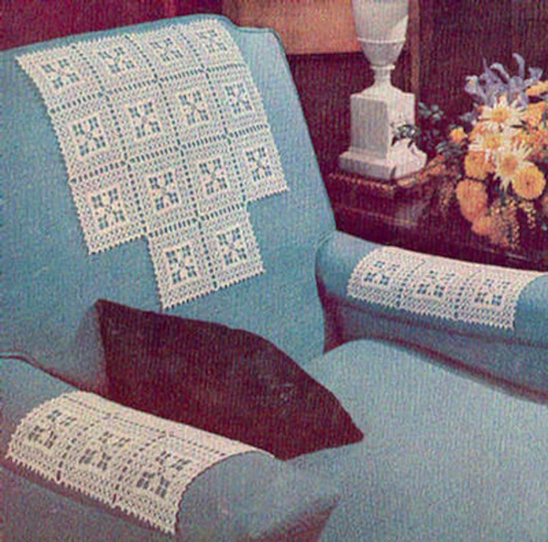 Vintage Crochet Pattern Daisy Chair Set Antimacassar Crochet Pattern ...