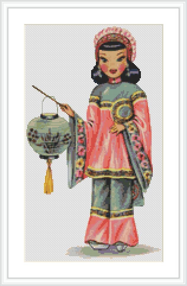 Little Asian Chinese Girl Ethnic Doll Counted Cross Stitch Pattern PDF ...