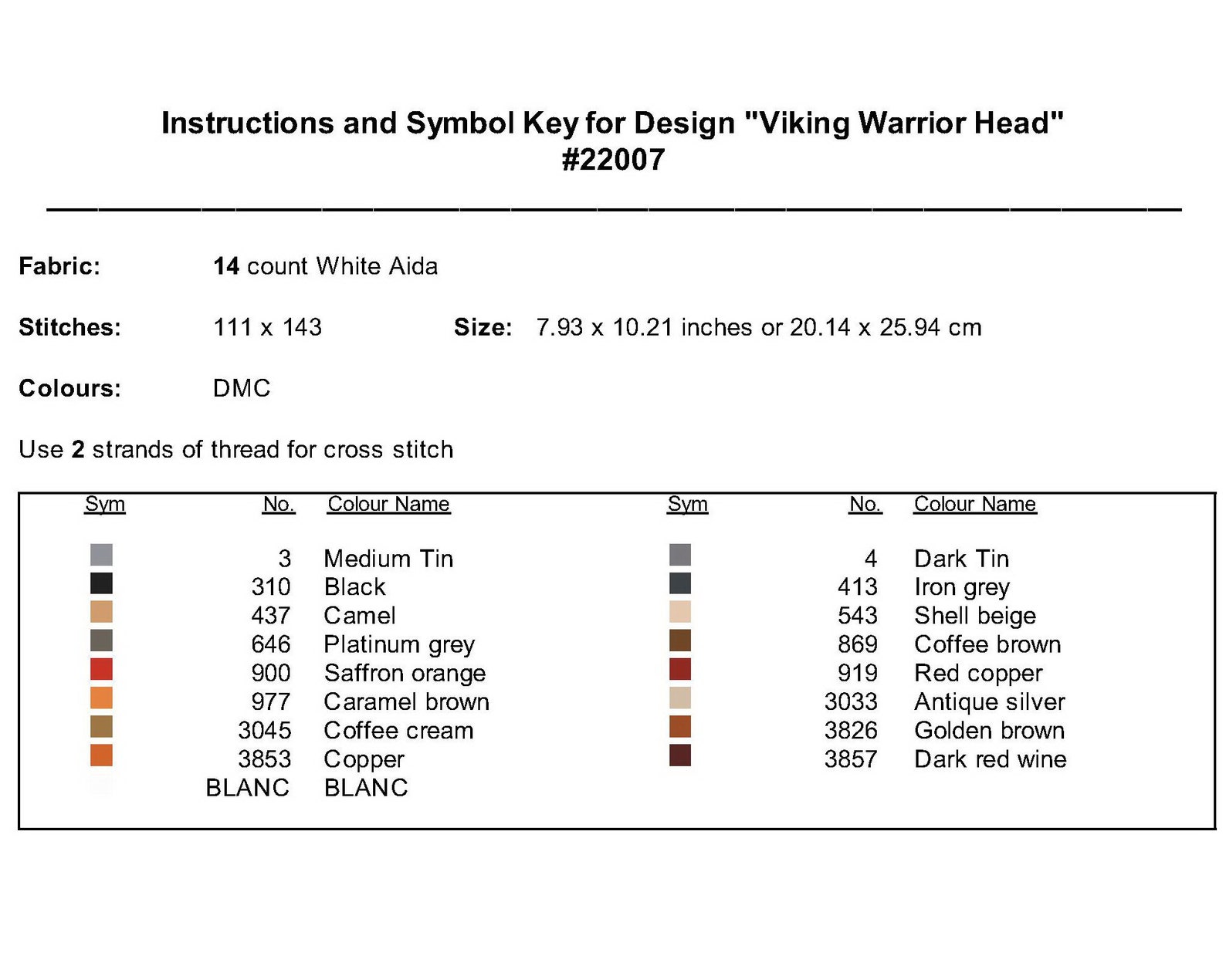 Viking Warrior Head Pattern Counted Cross Stitch Pattern PDF Chart ...